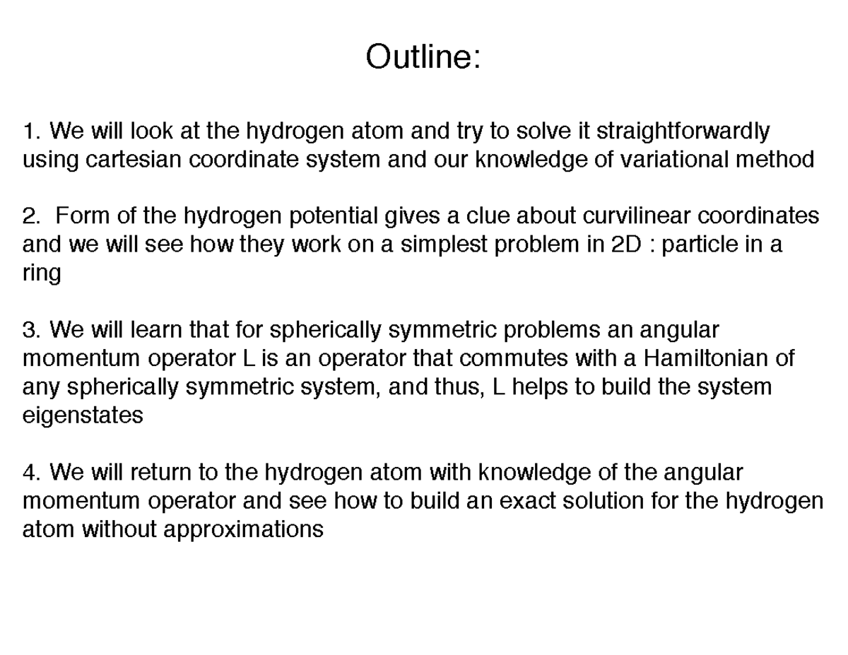 Lec 29: Variational Method & Angular Momentum in Hydrogen Atom (CHMB21 ...