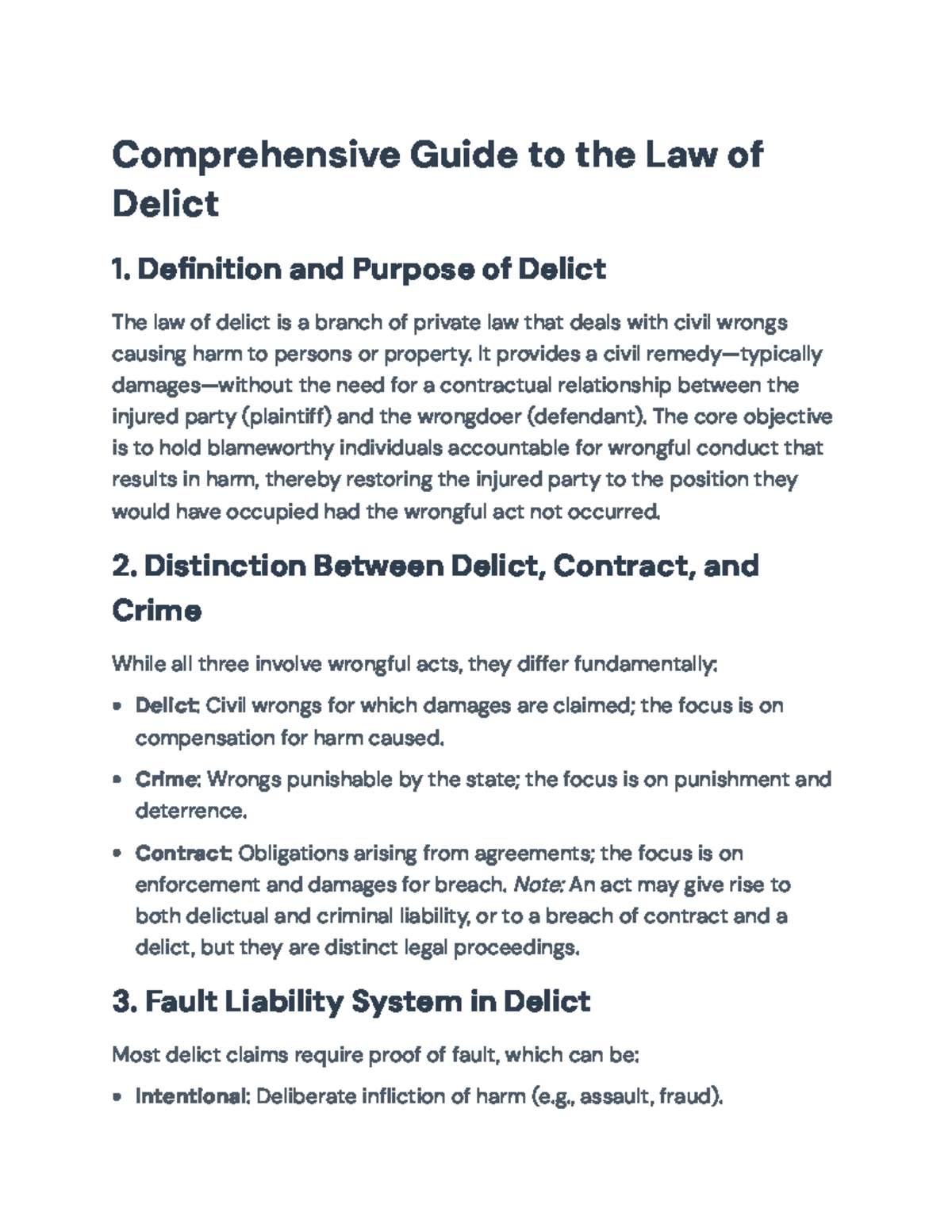Comprehensive Overview of Delict Law: Key Concepts & Applications - Studocu