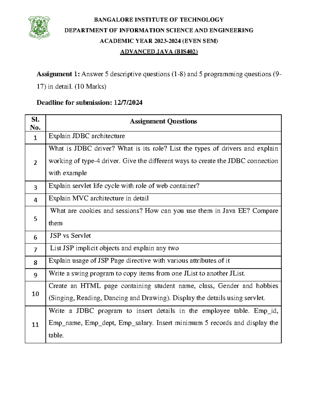 BIS402 Assignment 1: Descriptive & Programming Questions on Advanced ...