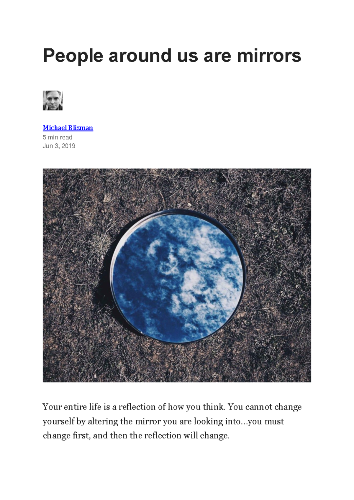 People as our Mirrors - dede - People around us are mirrors Michael ...