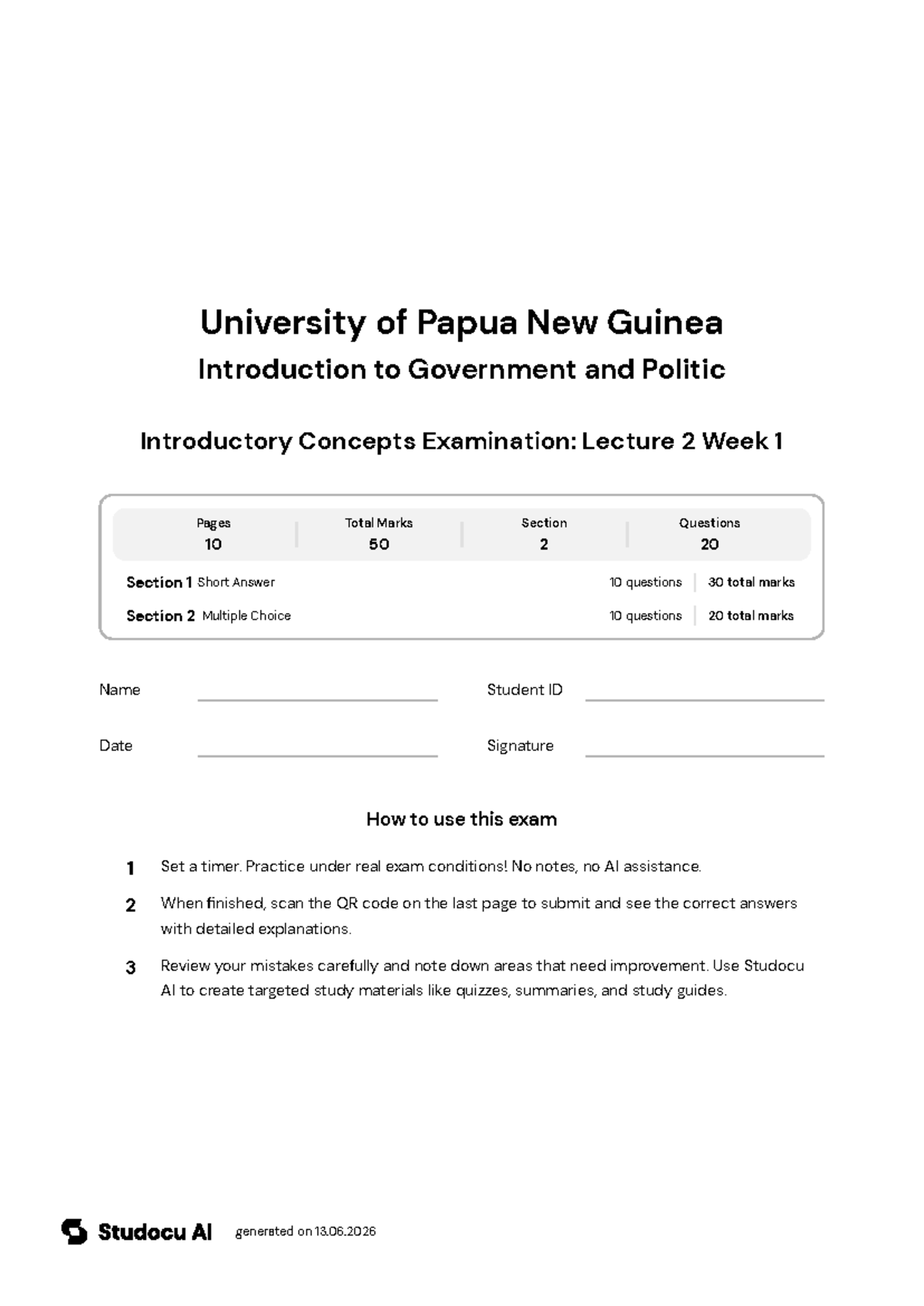 Introductory Concepts Examination: Lecture 2 Week 1 - Studocu