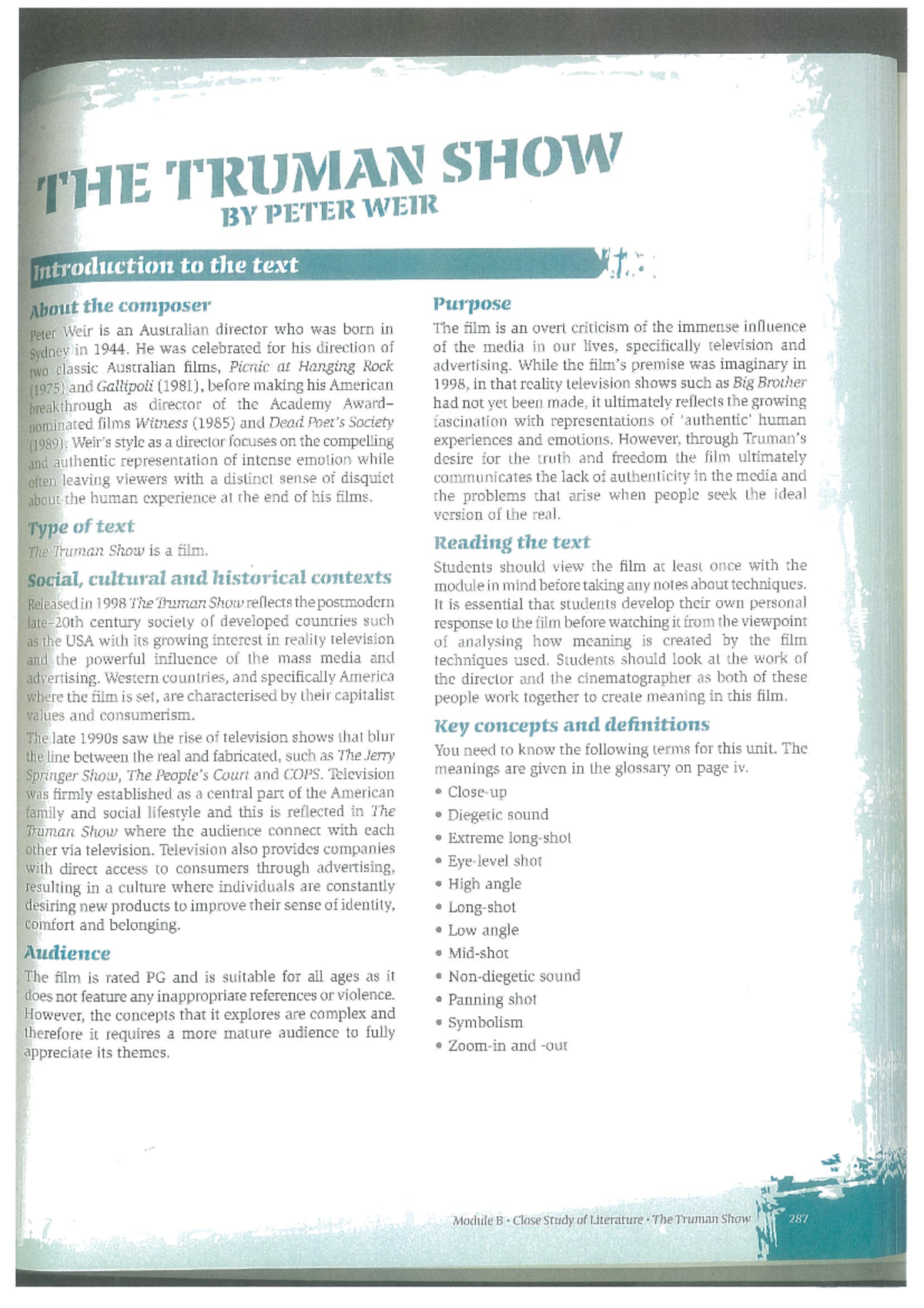 Study Guide: The Truman Show (Module B) - Analysis & Themes - Studocu