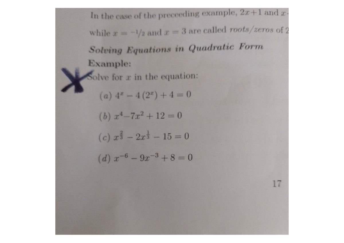 Exercise: Solving Quadratic Equations - Example Problems - Studocu