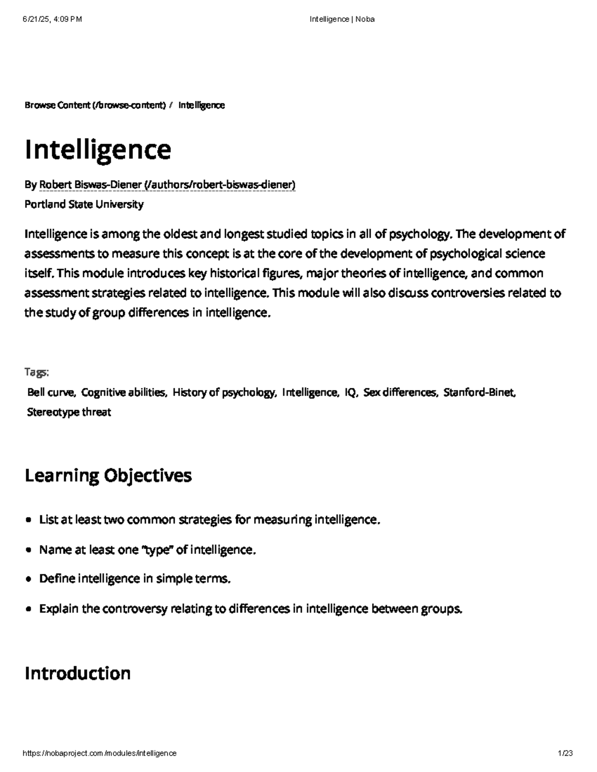 Intelligence Overview and Measurement Techniques (PSY 101) - Studocu