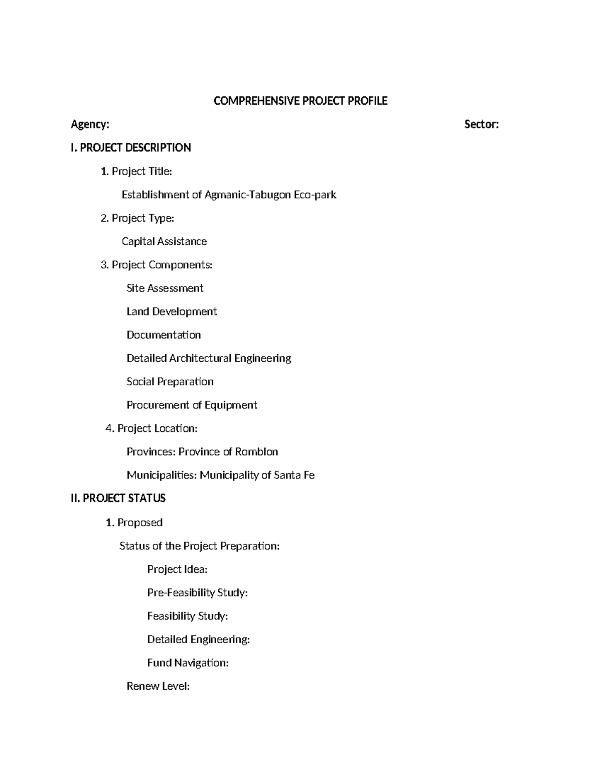 Comprehensive Project Profile: Tourism Development in Santa Fe - Studocu