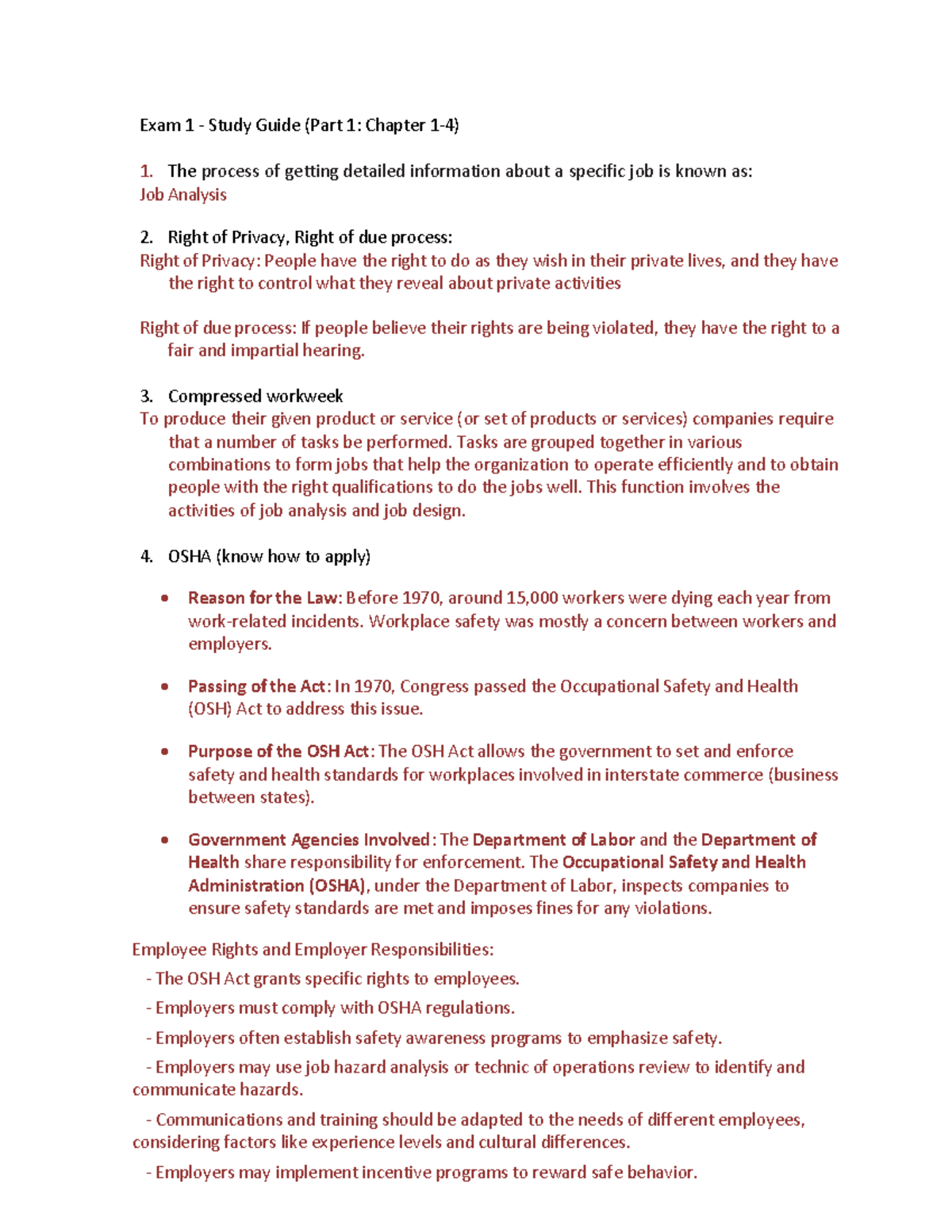 MGT352 Exam 1 Study Guide: Key Concepts and Definitions - Exam 1 ...