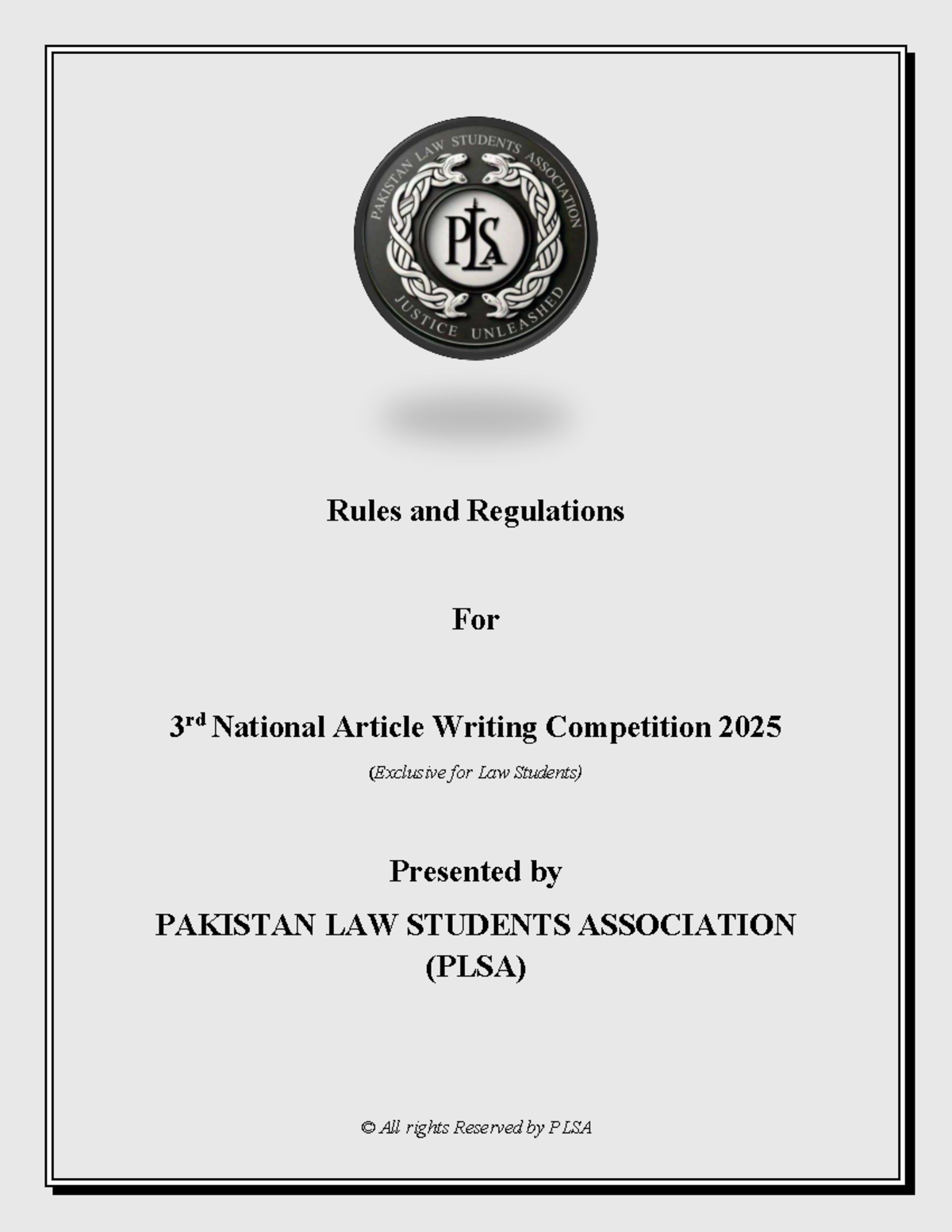 Rules and Regulations for PLSA 3rd National Article Writing Competition ...
