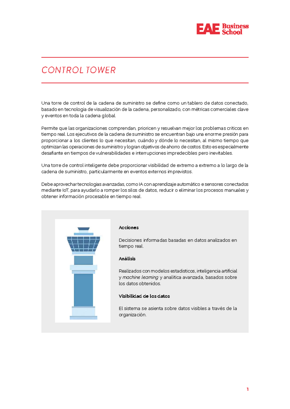 CONTROL TOWER: Visibilidad y Análisis en la Cadena de Suministro - Studocu