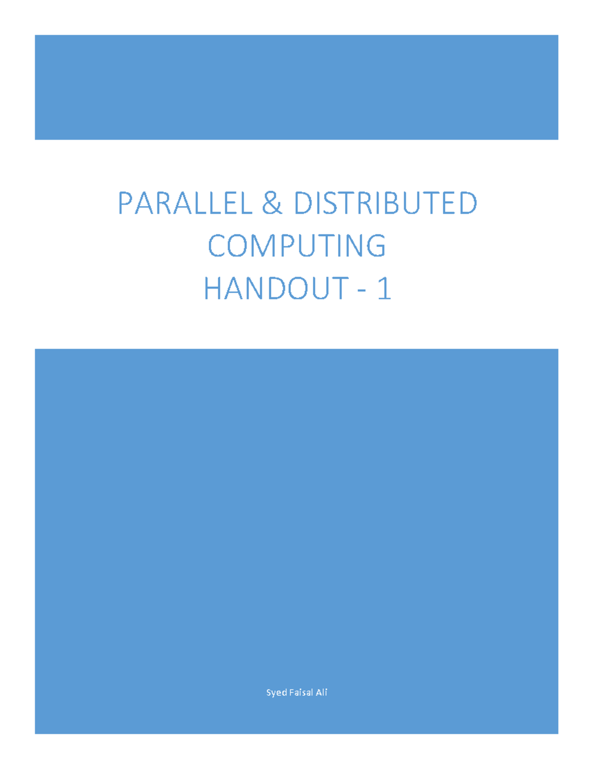 PDC 101 - Lecture Notes on Parallel & Distributed Computing - Studocu