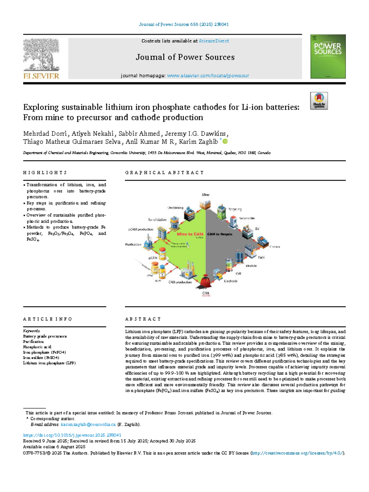 Exploring Sustainable LFP Cathodes for Li-ion Batteries: From Mine to ...