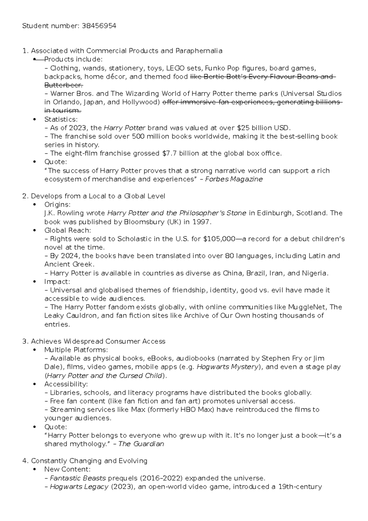 Popular Culture Cheat Sheet: Harry Potter Analysis (Course Code: PC101 ...