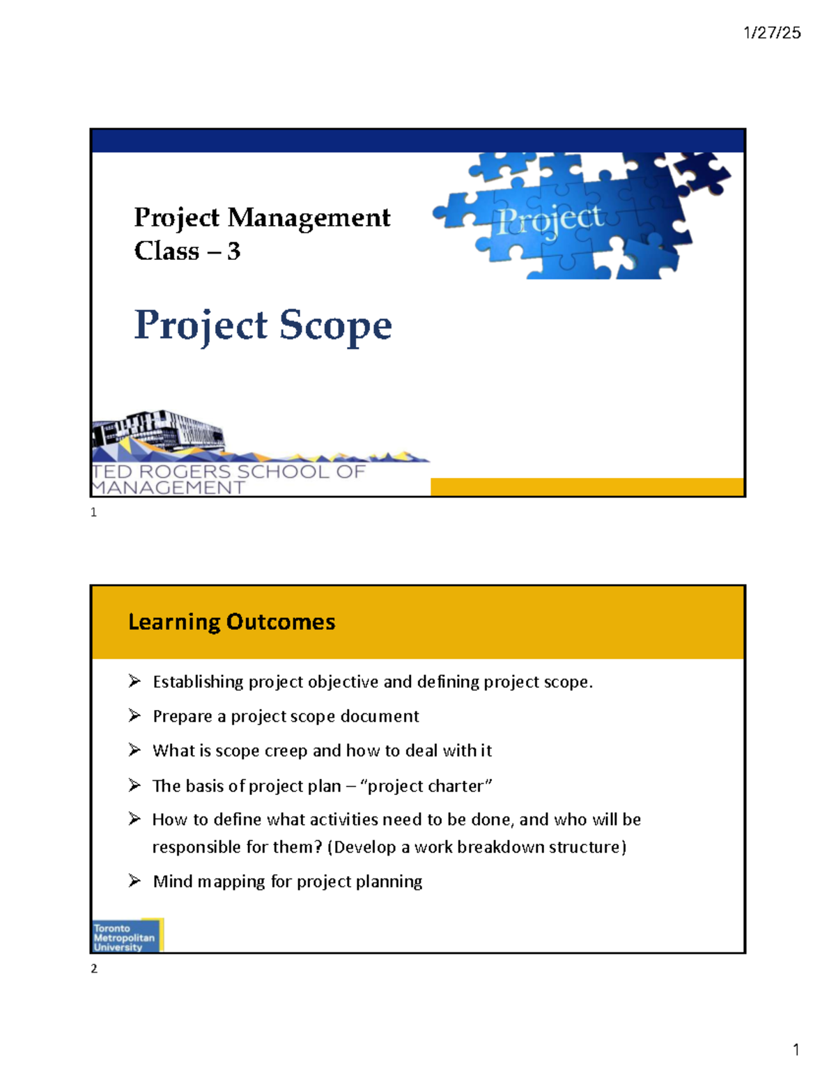 Project Management Class 3: Project Scope Overview - Studocu