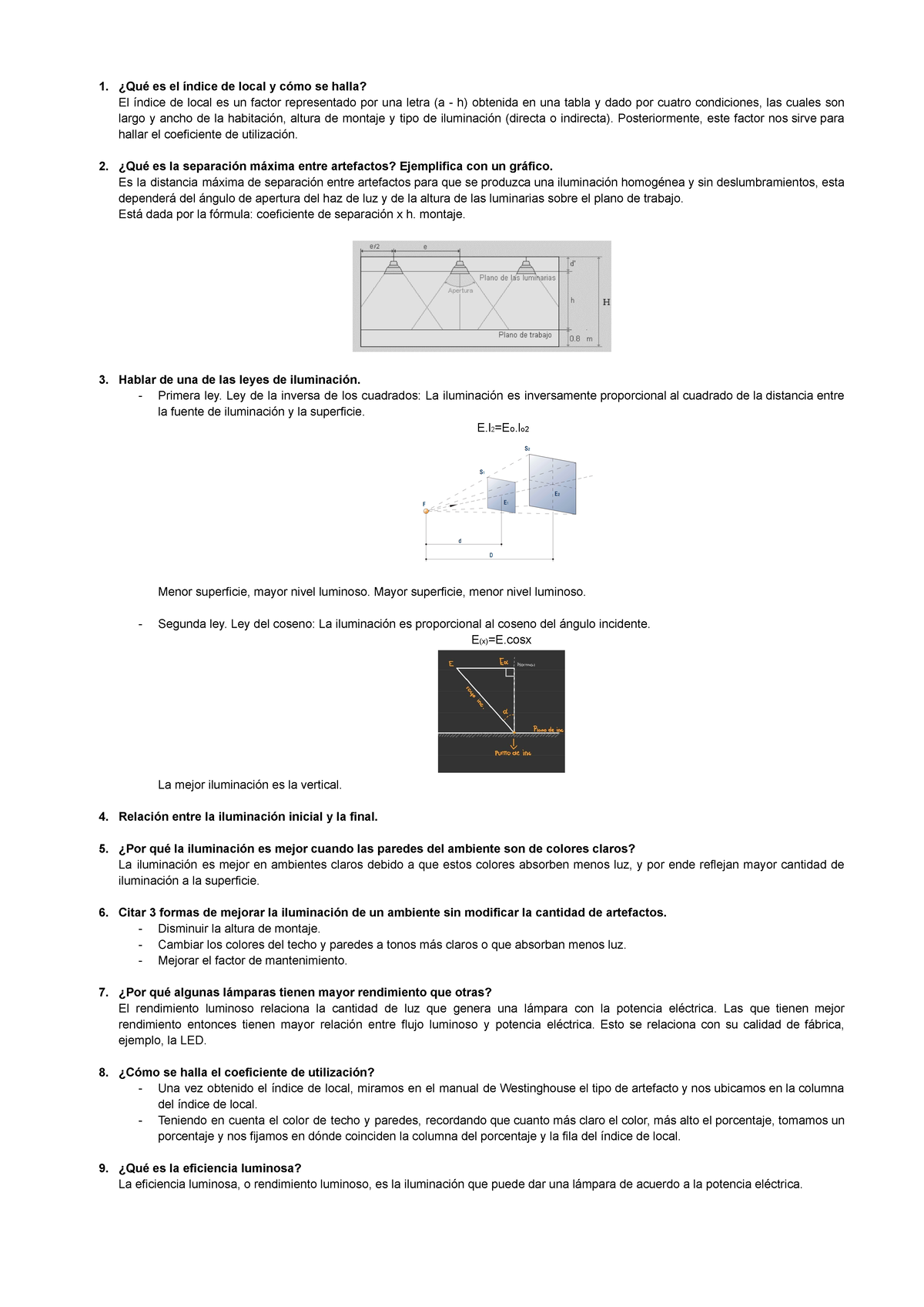 Instalaciones Eléctricas: Índice de Local y Eficiencia Luminosa - Studocu