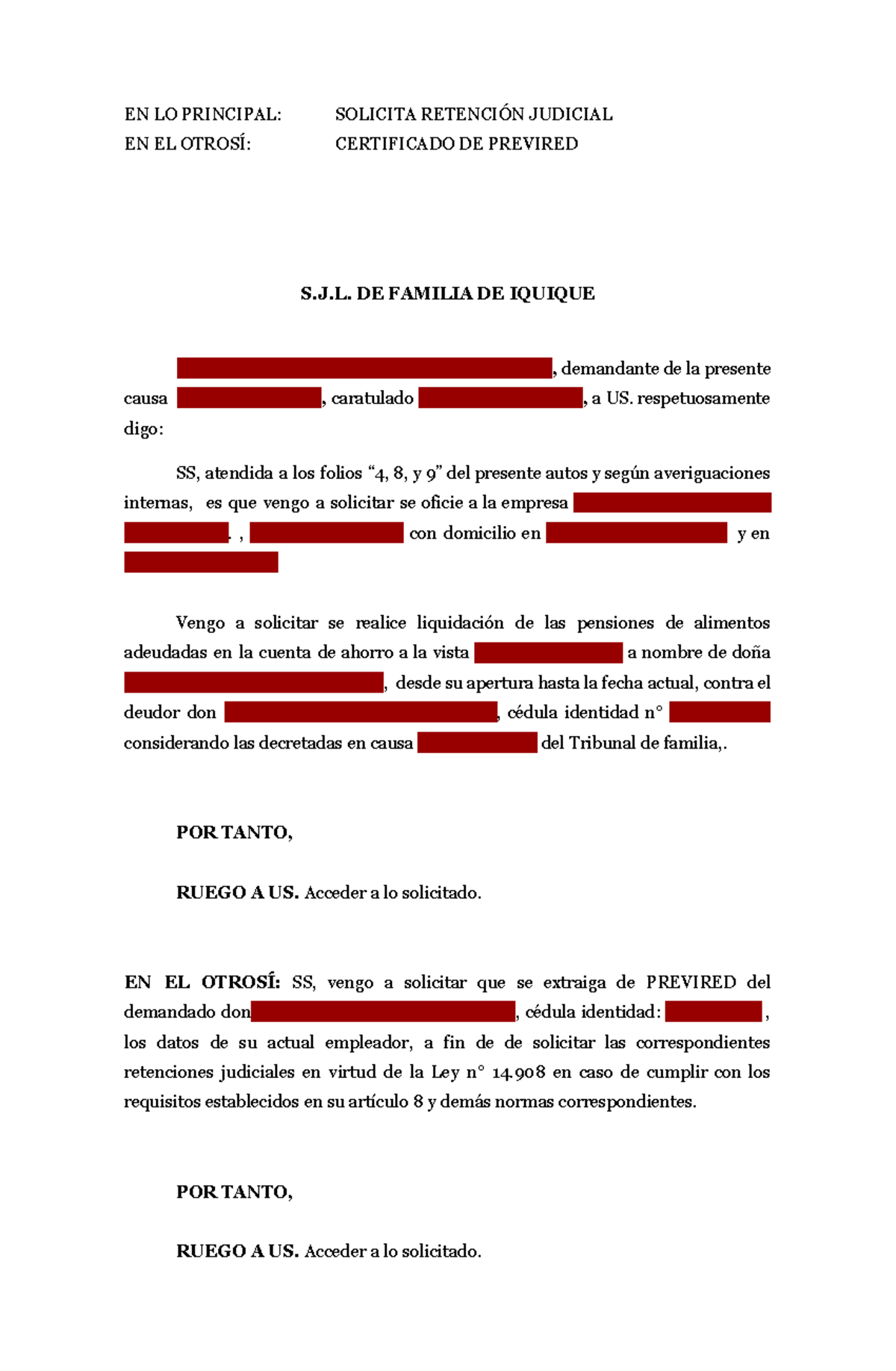 Solicitud de Retención Judicial y Certificado de PreviRed - RIT Z-490 ...