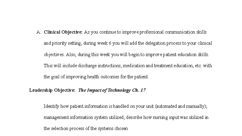 Clinical Objectives & Delegation in Nursing: Journal #6 Insights - Studocu