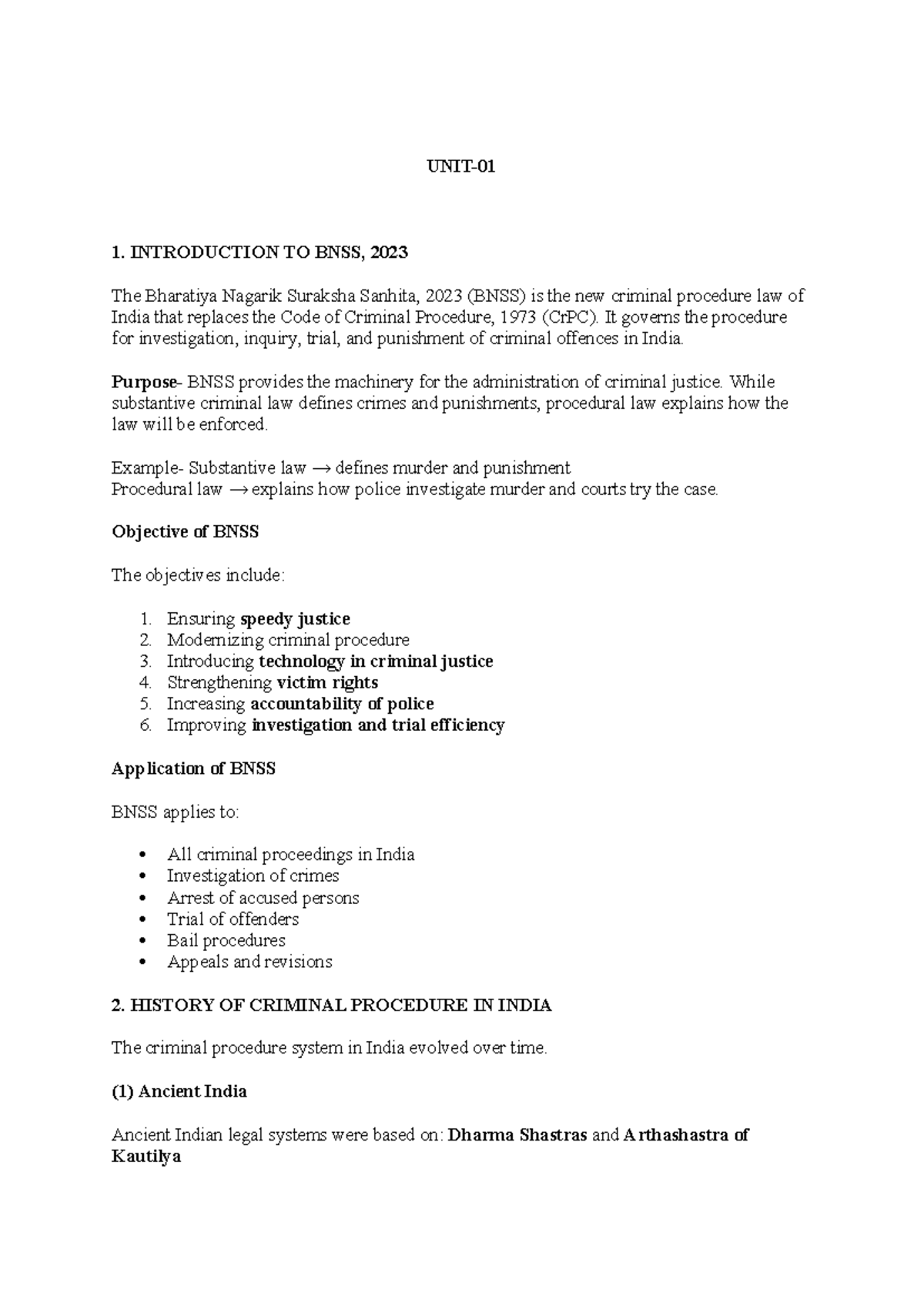 BNSS 2023: Comprehensive Overview of Criminal Procedure Law - Studocu
