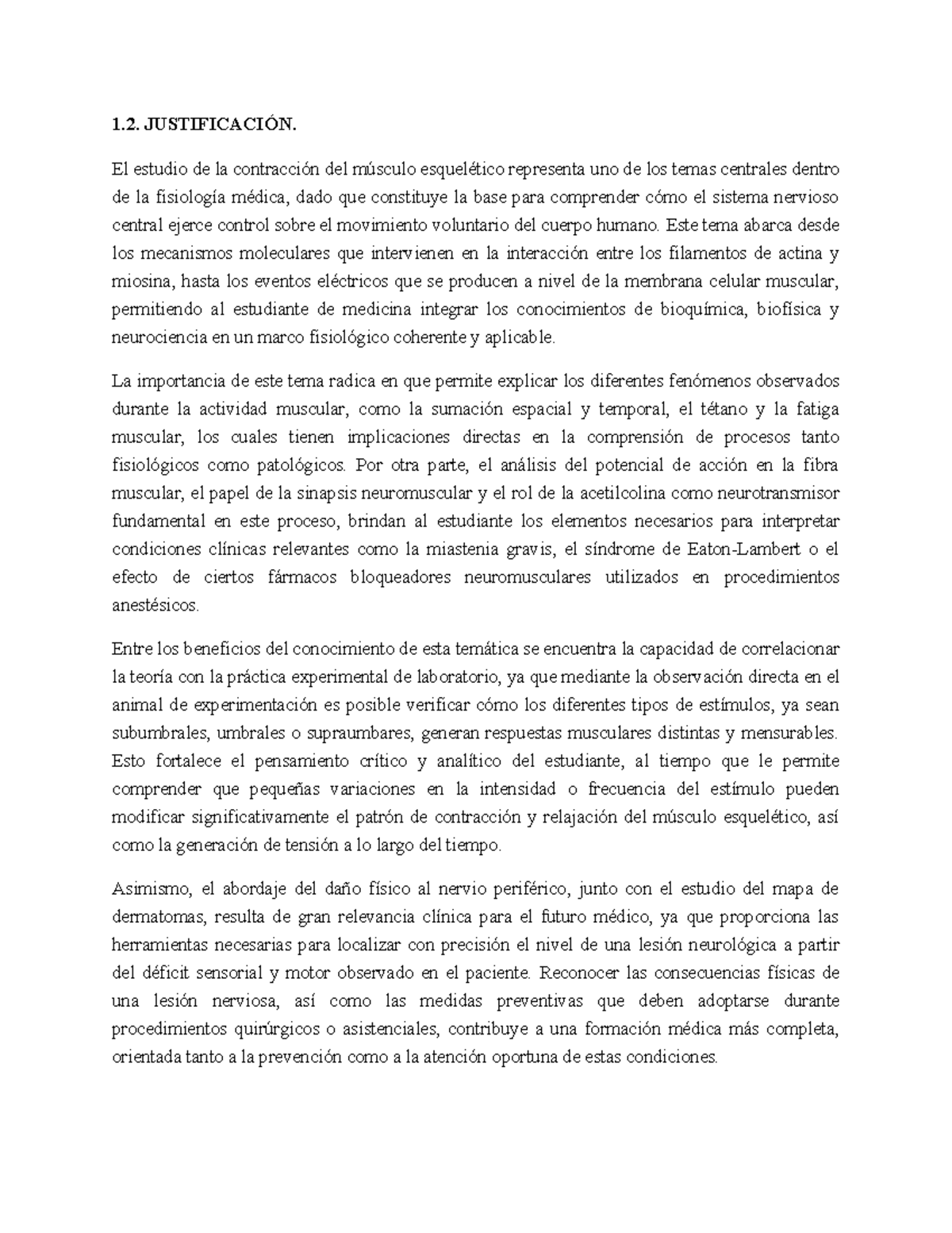Justificación del Estudio de la Contracción Muscular - N3 - Studocu