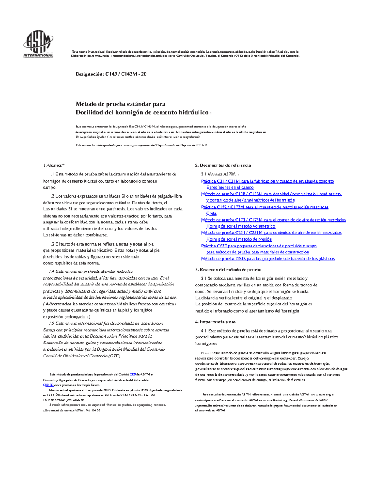 ASTM C143/C143M-20: Norma Internacional sobre Docilidad del Hormigón ...