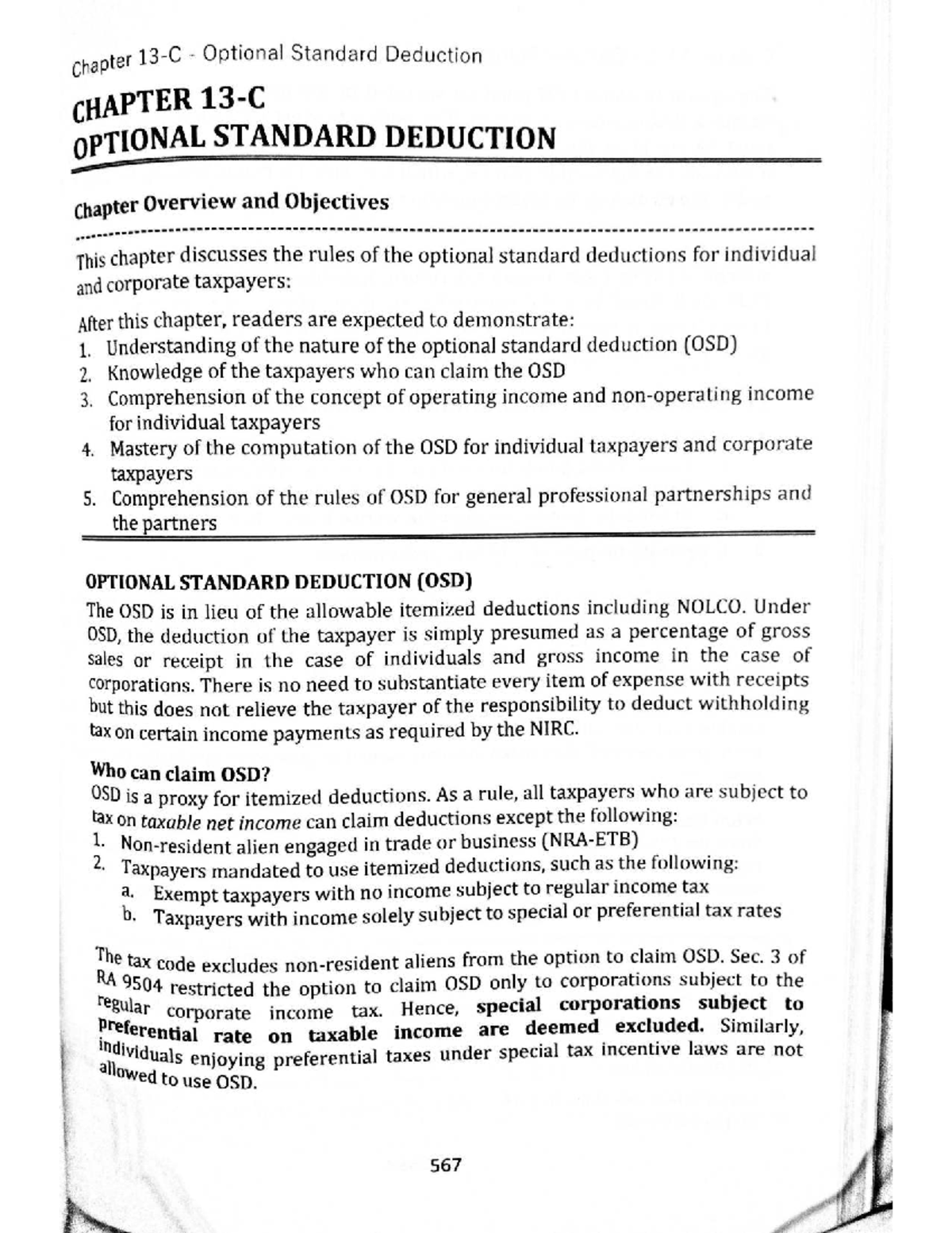 TAX Chapter 13 Optional Standard Deduction Overview and Rules - Studocu