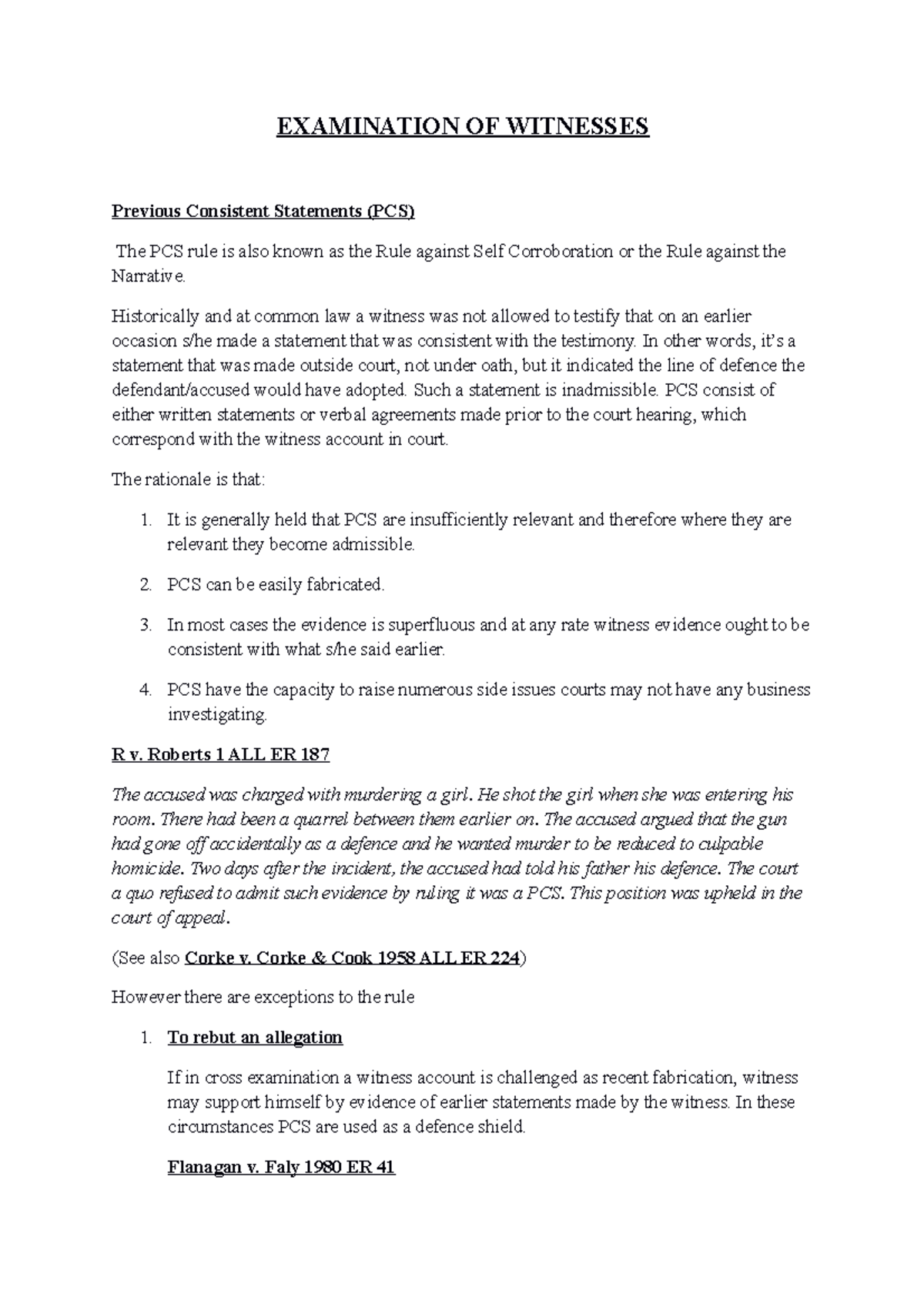 3. Final Exam Notes on Examination of Witnesses - Studocu