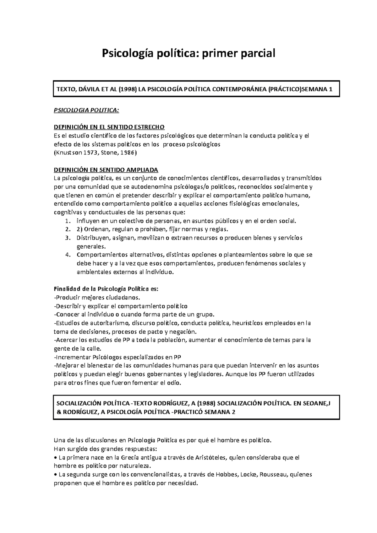 Psicología Política PP101: Notas del Primer Parcial - Studocu