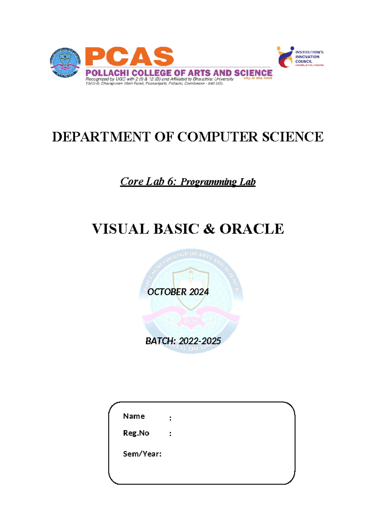 Core Lab 6: Programming Lab in Visual Basic (CS 2024) - Studocu
