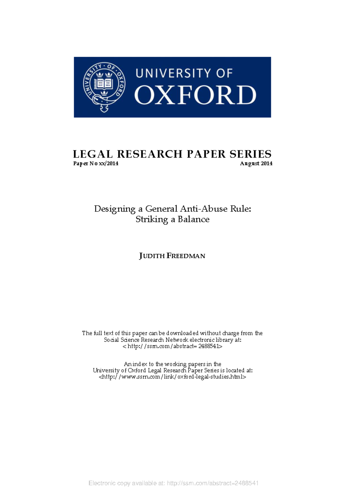 LEGAL RESEARCH PAPER SERIES: Designing a General Anti-Abuse Rule (GAAR ...