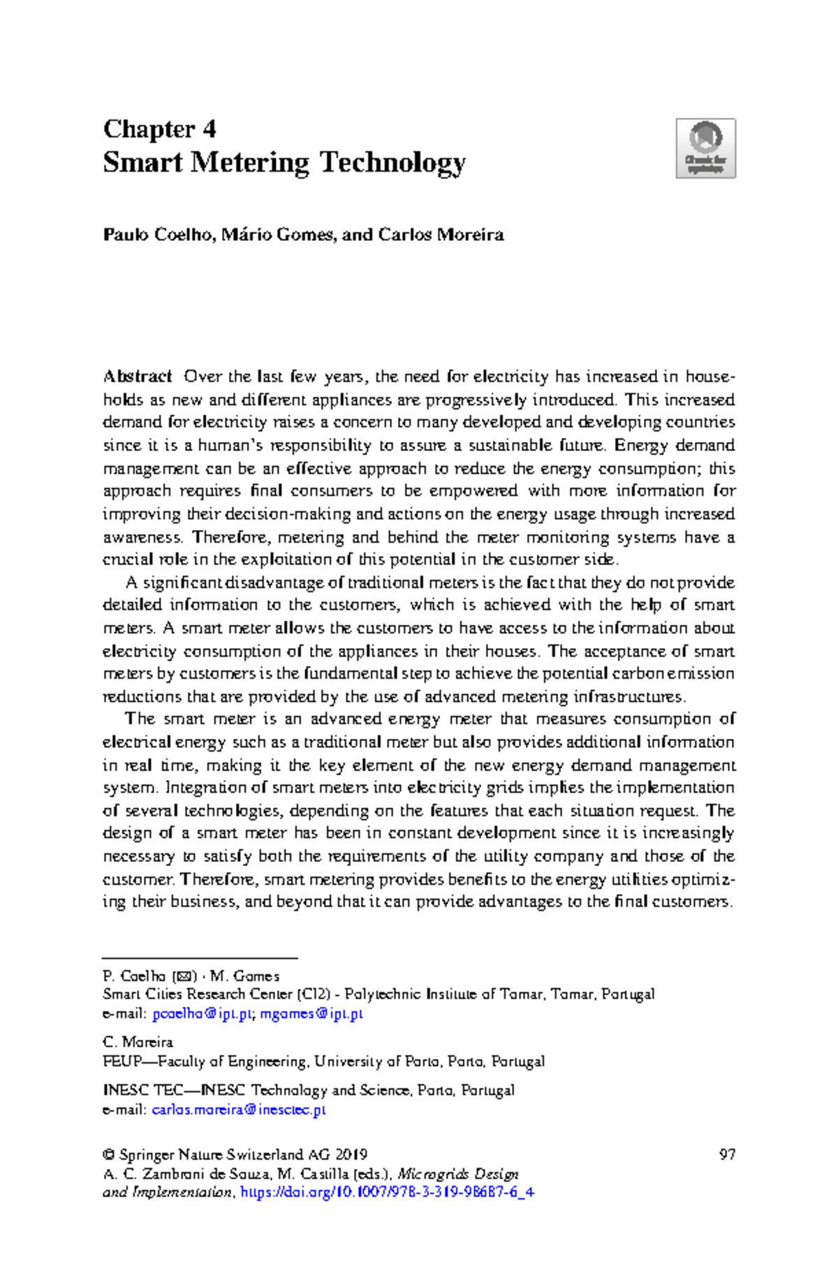 Smart-Metering-Technology - Chapter 4 Smart Metering Technology Paulo Coelho, Mário Gomes, and ...