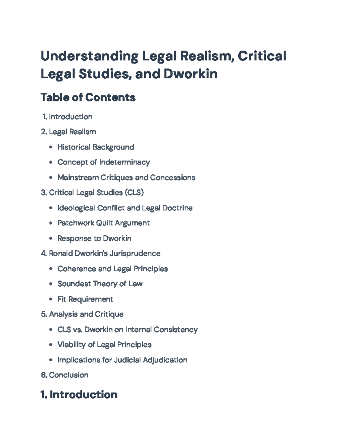 Analysis of Legal Realism, Critical Legal Studies, and Dworkin ...
