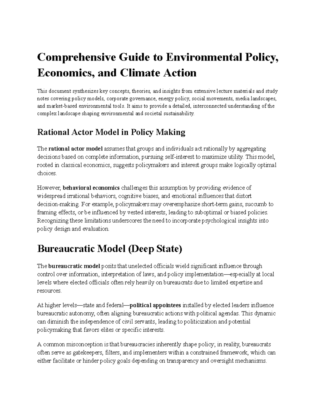 Comprehensive Guide to ENVS 101: Environmental Policy & Sustainability ...