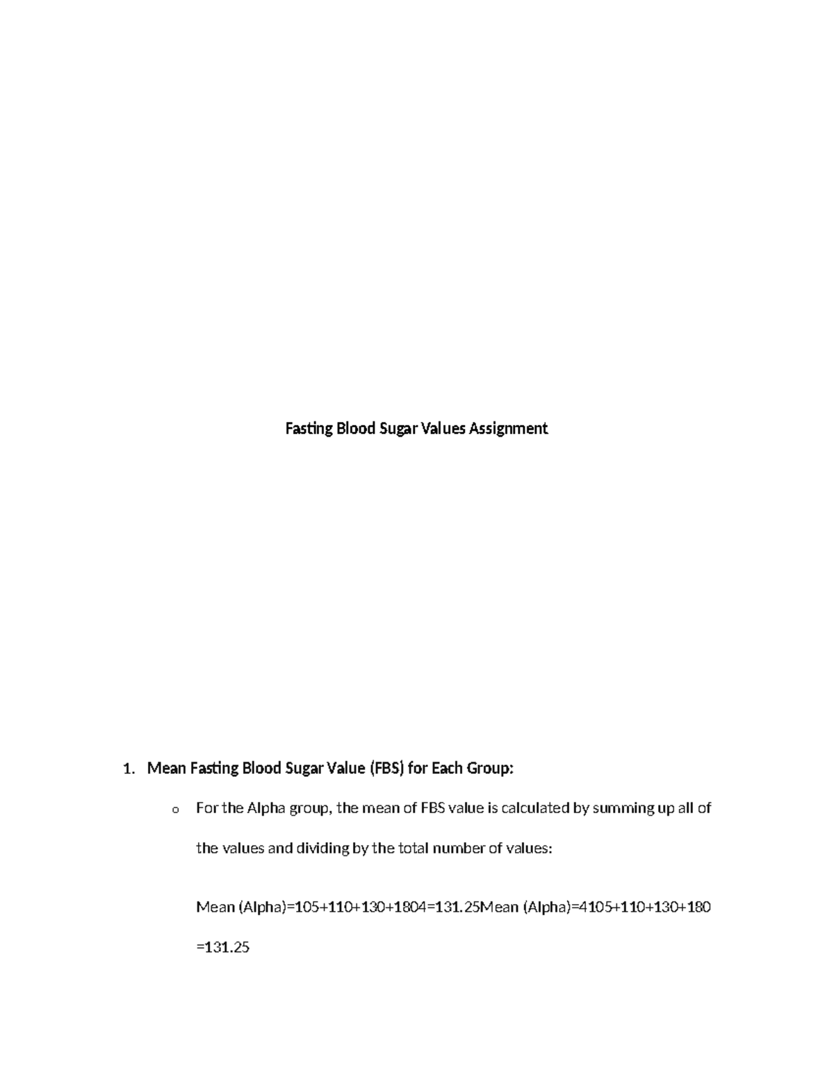 FBS Values Analysis Assignment for Groups: Alpha and Beta - Studocu