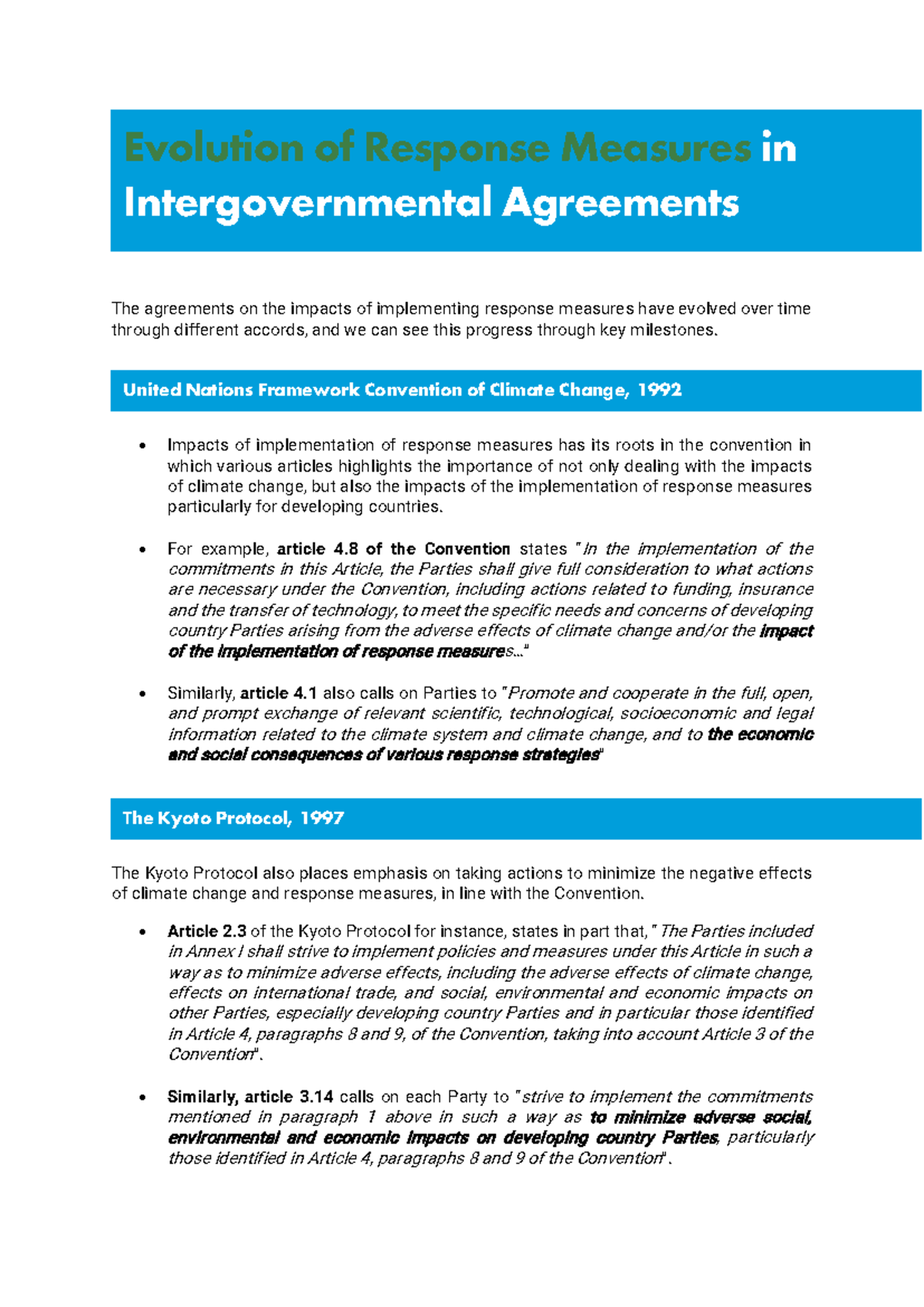 Evolution of Response Measures in Intergovernmental Agreements - Studocu