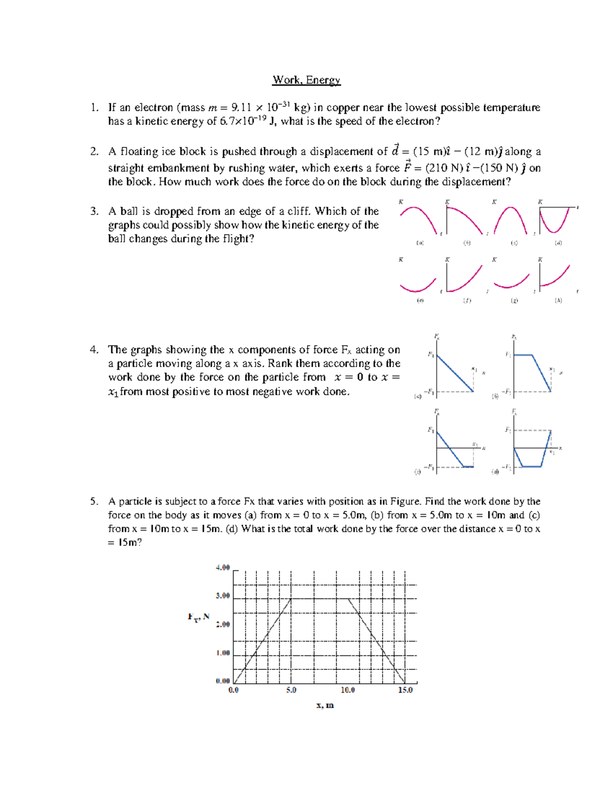 Work, Energy, and Momentum Sample Problems (Course Code: PHYS101) - Studocu