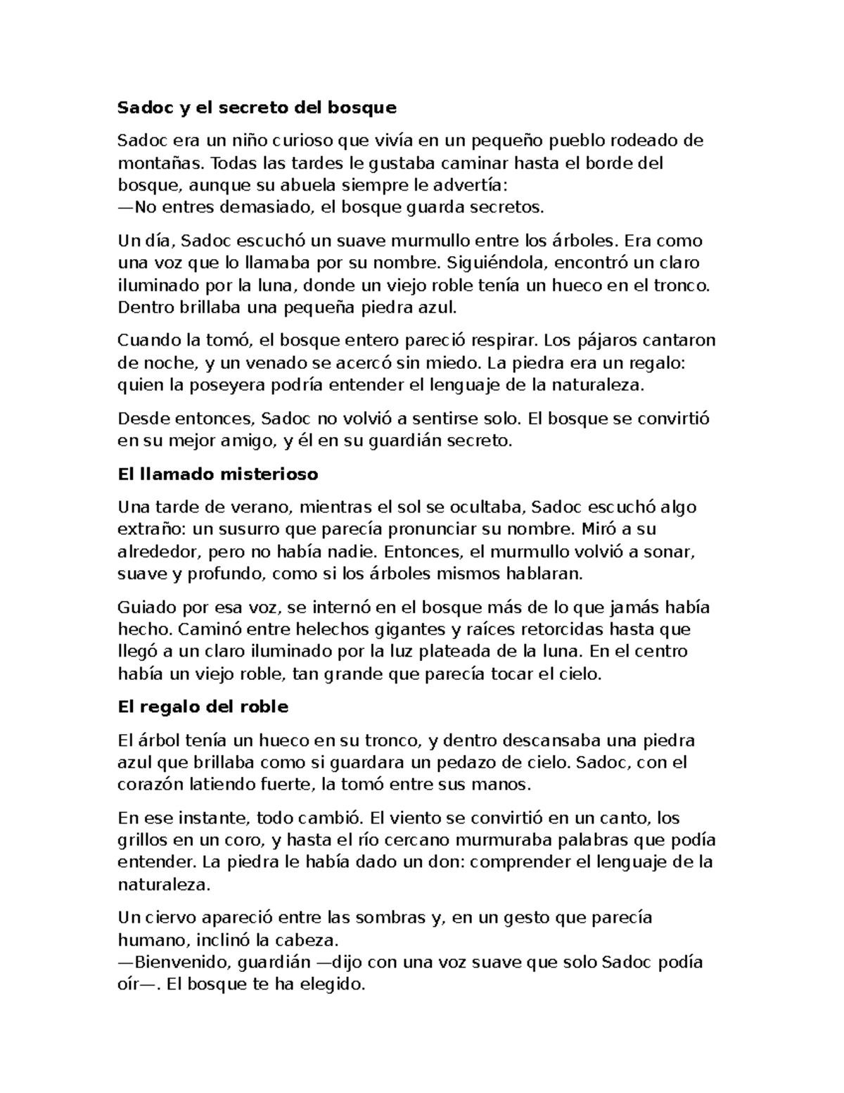 Sadoc y el Secreto del Bosque: Un Viaje Mágico de Amistad - Studocu