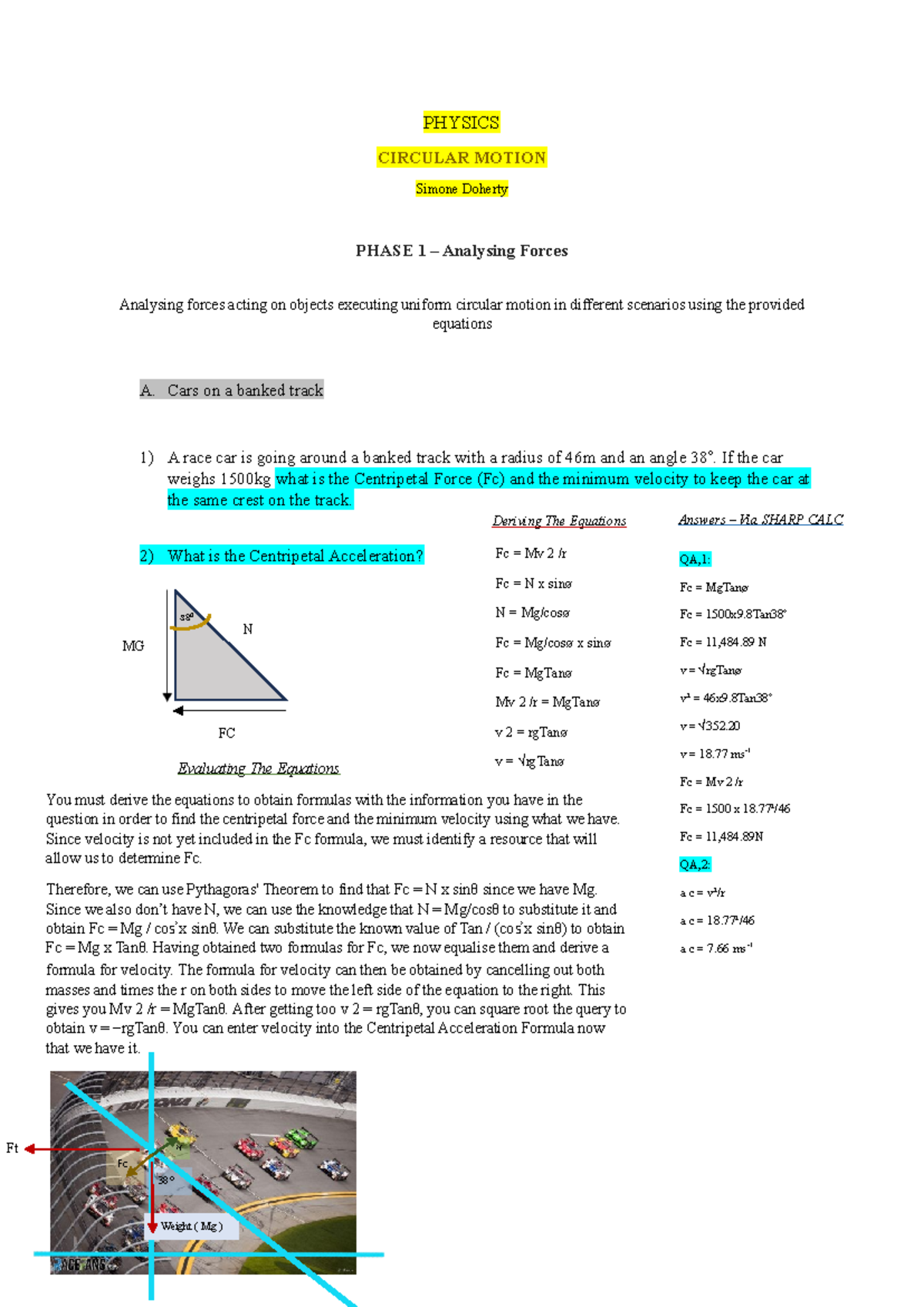 12PHY Assignment 1 - Simone.D - Circular Motion - 38 O Deriving The ...