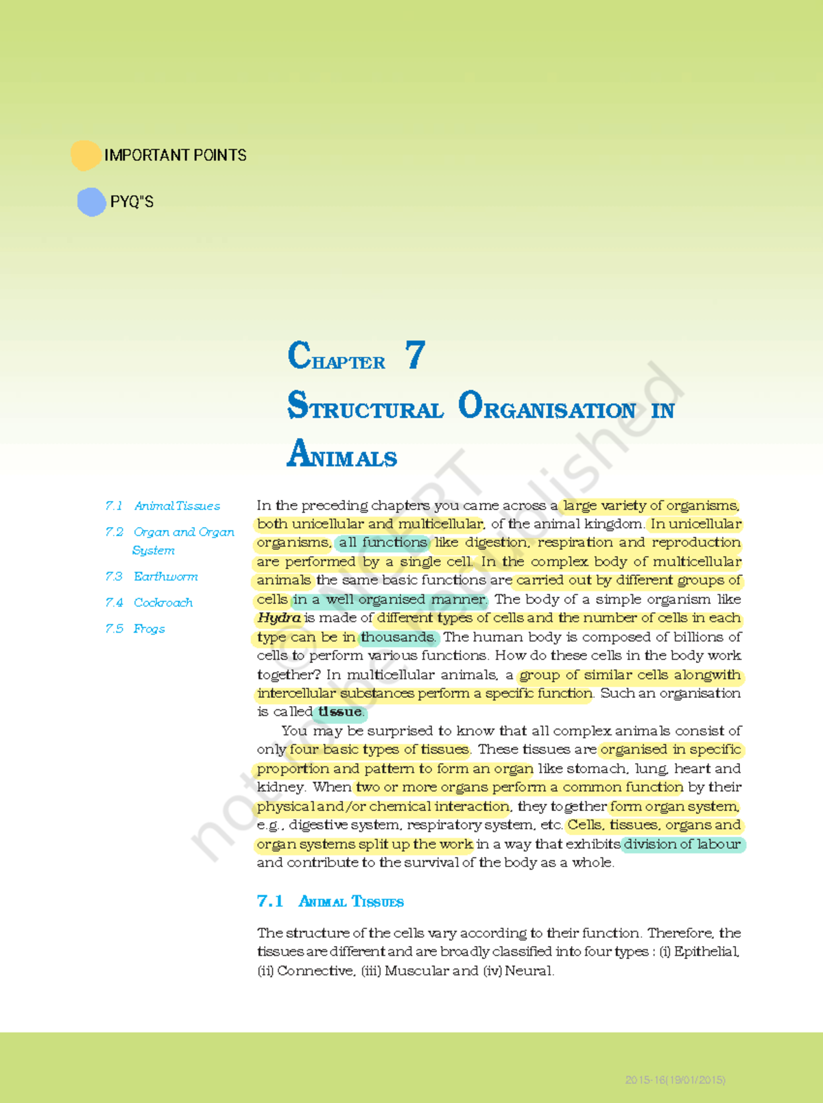 BIOLOGY 100 CHAPTER 7: STRUCTURAL ORGANISATION IN ANIMALS - Studocu