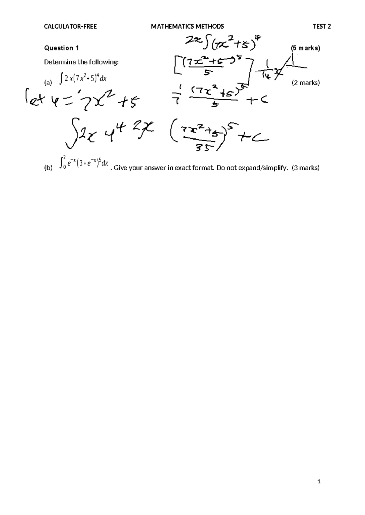 MATHEMATICS METHODS TEST 2: Questions & Solutions - Studocu
