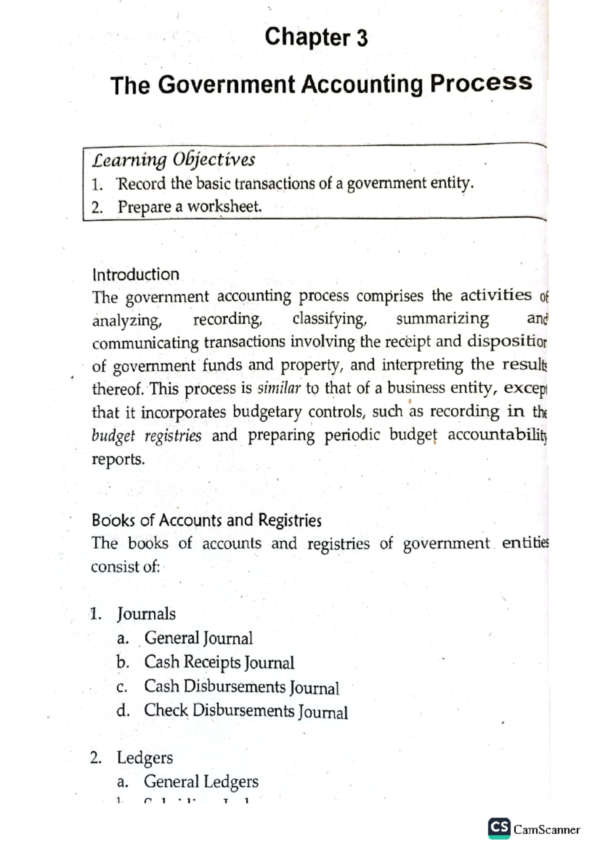 Chapter 3: The Government Accounting Process - Key Learning Objectives ...