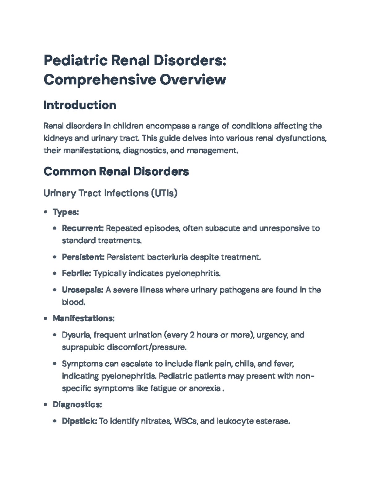 Pediatric Renal Disorders: Comprehensive Overview and Management Guide ...