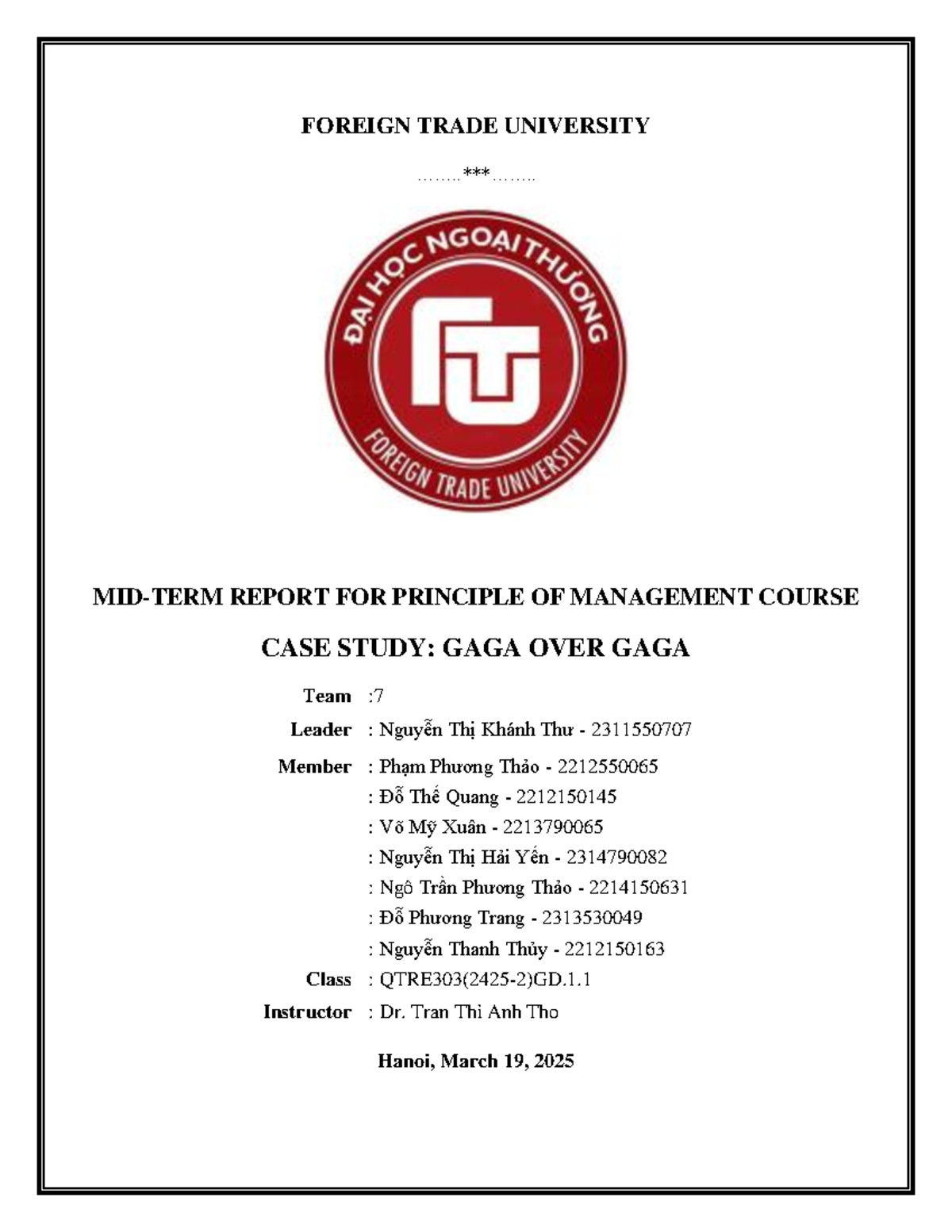 Midterm Case Study Report: Principles of Management - Team 7 Analysis ...