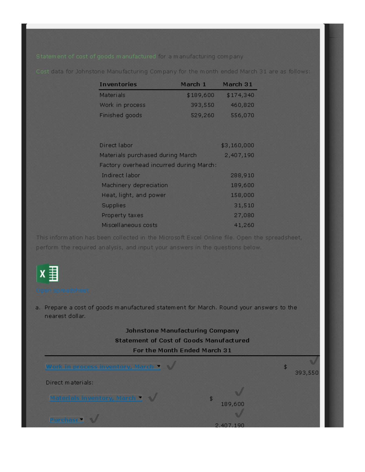 Cost of Goods Manufactured Statement - Problem Set 1 (HW) - Studocu