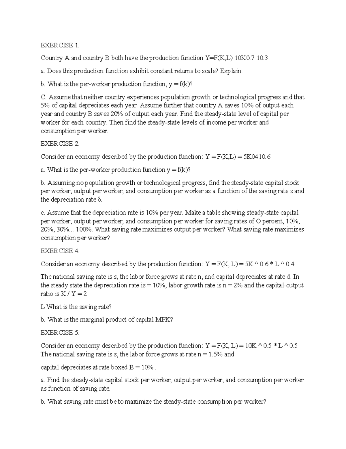 Chapter 5 & 6 Exercises on Production Functions and IS-LM Model - Studocu
