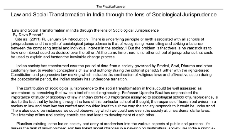 Law and Social Transformation in India: A Sociological Perspective ...
