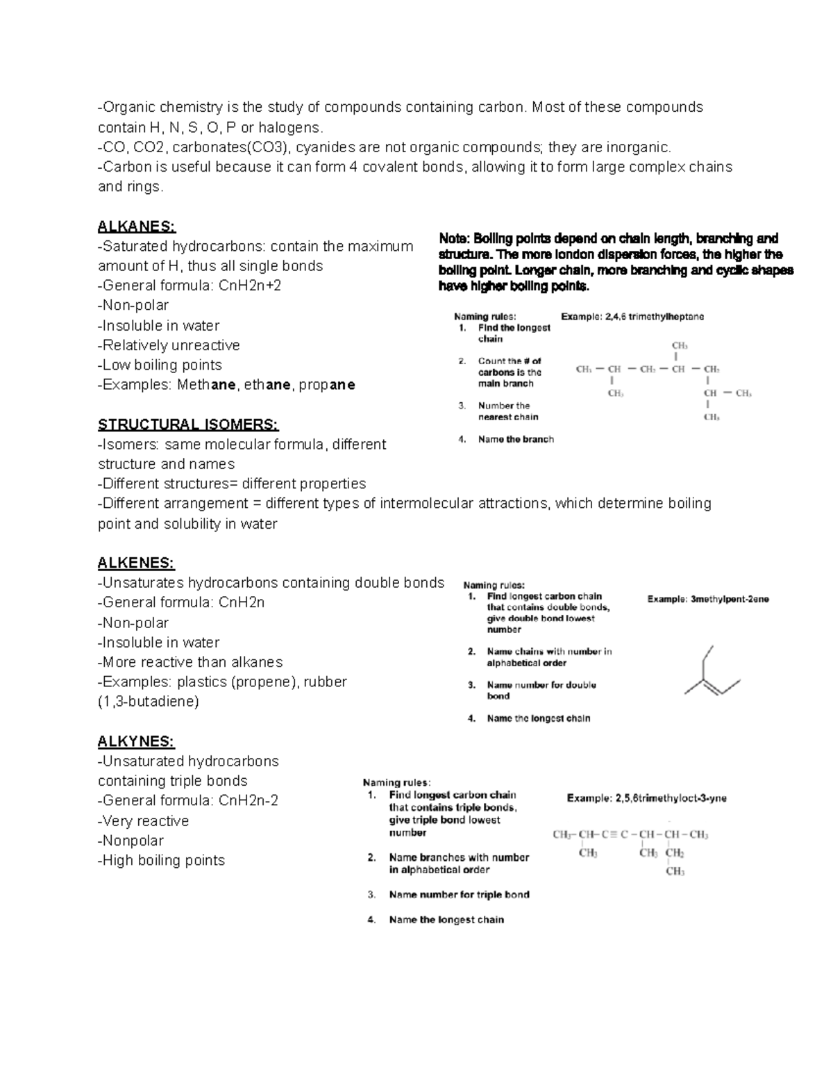 O CHEM Notes: Understanding Hydrocarbons and Reactions - Studocu