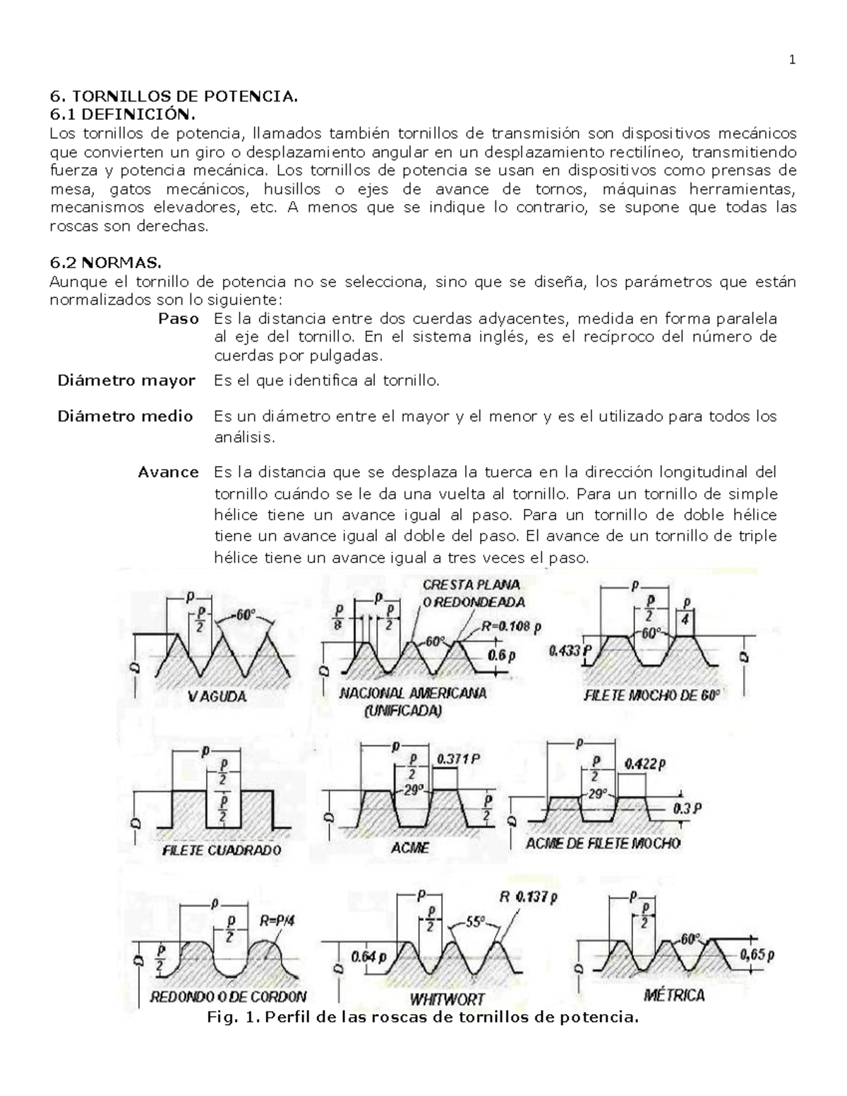 Guión de tornillo de potencia - Warning: TT: undefined function: 32 6. TORNILLOS DE POTENCIA. 6 ...