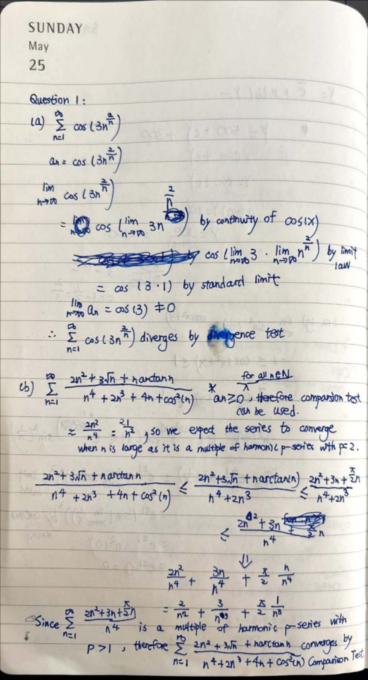 Calculus 2 Assignment 2: Limit and Convergence Tests Analysis - Studocu