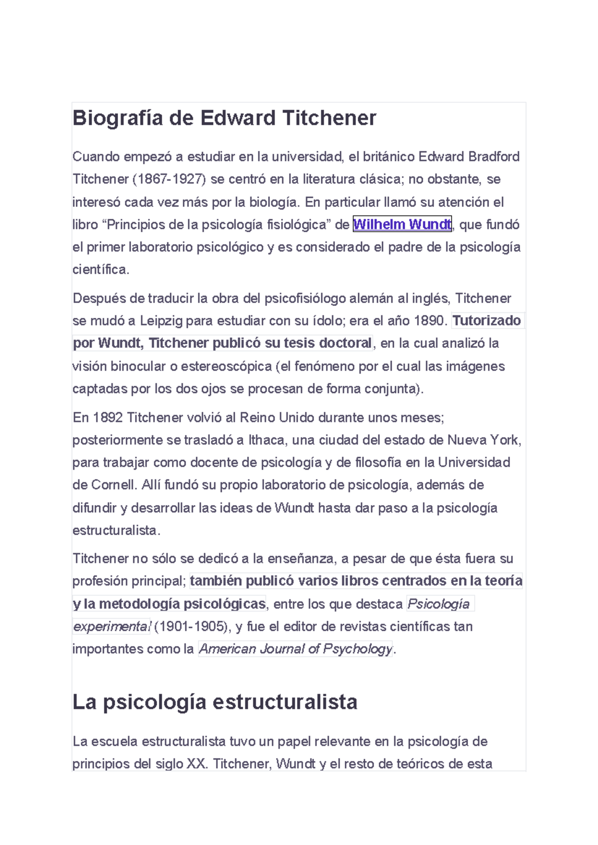 Biografía de Edward Titchener: Pionero del Estructuralismo en ...