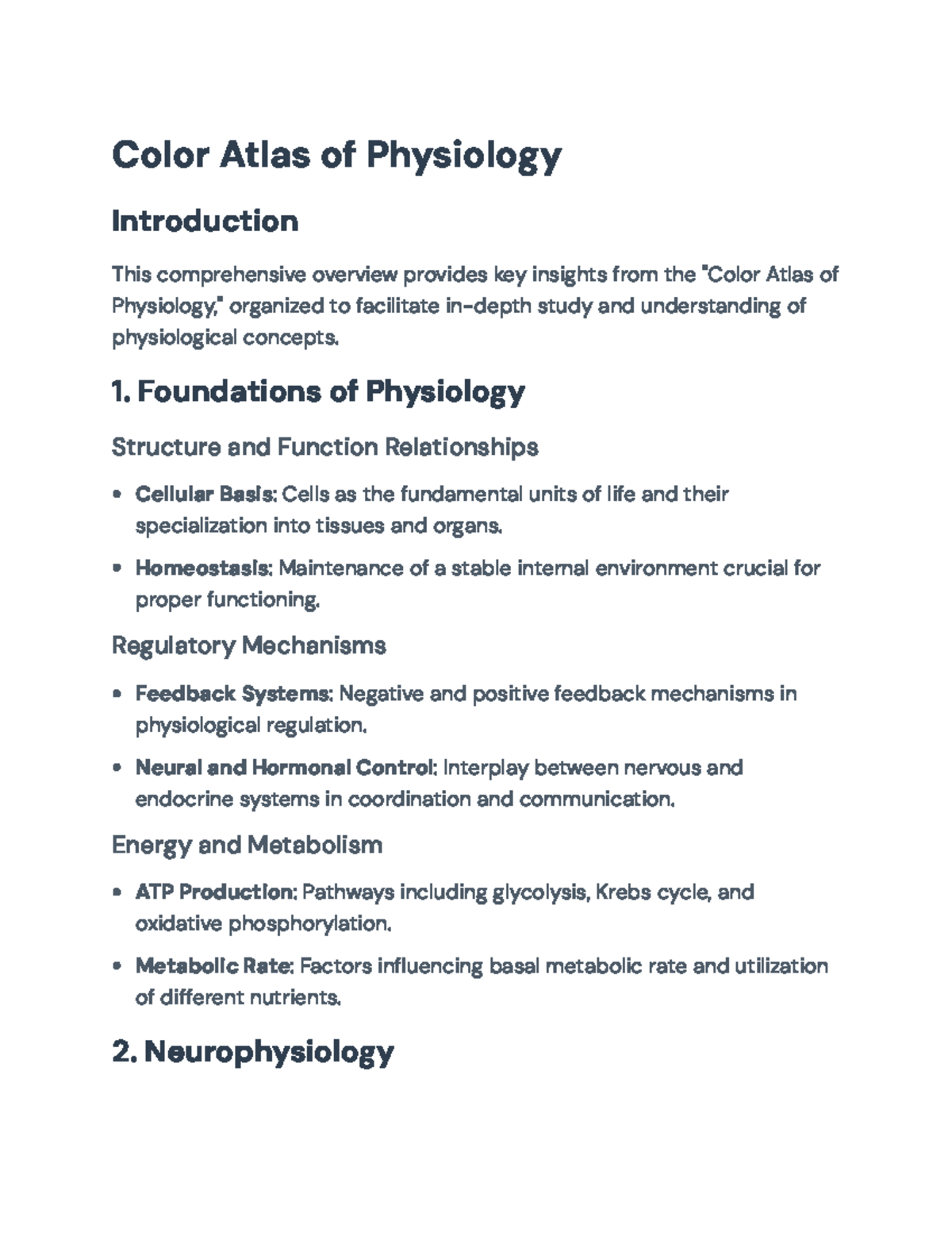 Color Atlas of Physiology - Comprehensive Study Guide for Core Concepts ...