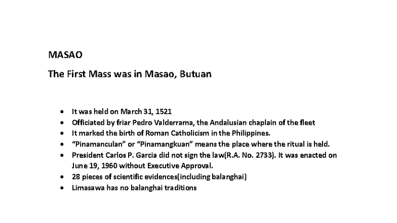 MASAO 1521: The First Mass in the Philippines - A Review - Studocu