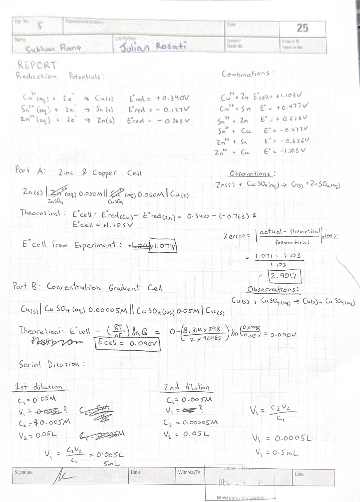 Chem Lab 5 Report - Chem 1A03 - Studocu